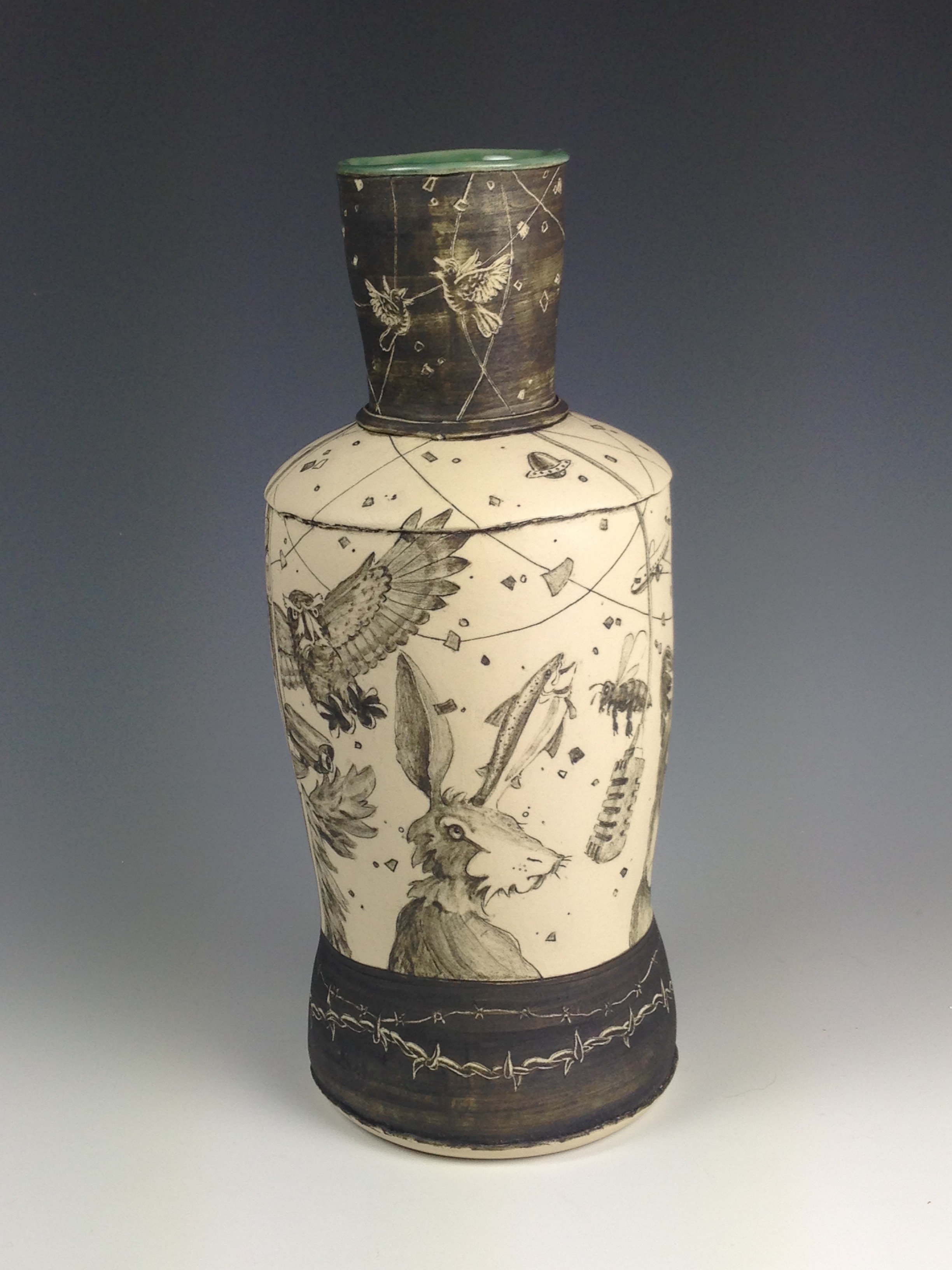 Mishima Vase with Cougar, Wolf, Eagle #415 « Meiners and Lee Studios